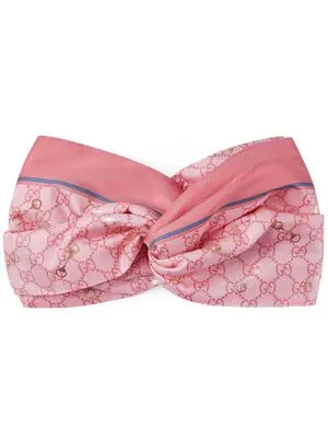 Gucci Gg Horsebit Silk Headband - Pink | Editorialist display picture 1