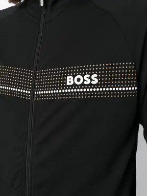 BOSS Logo Print Zip-up Cardigan