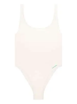 SPORTY & RICH Carla Logo-print Swimsuit - Neutrals