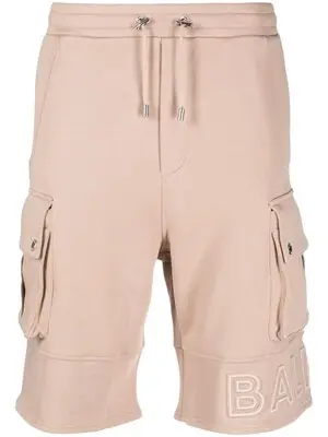 Balmain Embossed Logo Bermuda Shorts - Brown