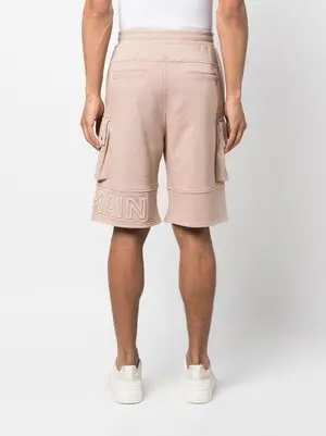 Balmain Embossed Logo Bermuda Shorts - Brown