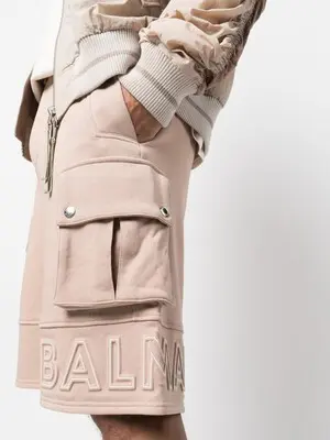 Balmain Embossed Logo Bermuda Shorts - Brown