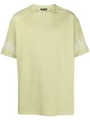 VISION OF SUPER Flame-embroidered Cotton T-shirt - Green