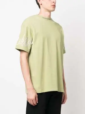 VISION OF SUPER Flame-embroidered Cotton T-shirt - Green