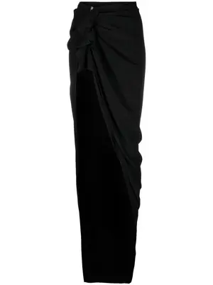Rick Owens Ruffle-trim Draped Maxi Skirt - Black