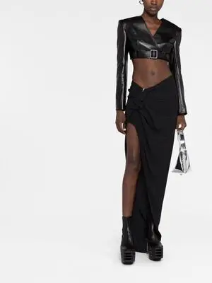Rick Owens Ruffle-trim Draped Maxi Skirt - Black