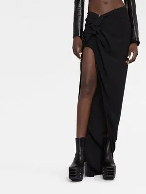 Rick Owens Ruffle-trim Draped Maxi Skirt - Black