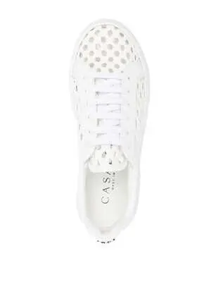 Casadei Cut-out Low-top Leather Sneakers