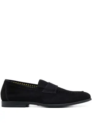 DOUCAL'S Penny Tonal-stitching Suede Loafers - Blue