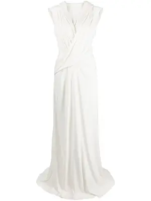 Alberta Ferretti Draped V-neck Maxi Dress