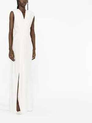 Alberta Ferretti Draped V-neck Maxi Dress