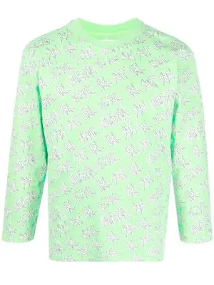 ERL Logo-print Long-sleeved T-shirt - Green
