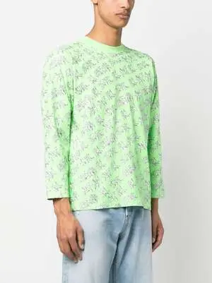 ERL Logo-print Long-sleeved T-shirt - Green
