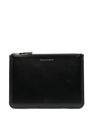 Comme Des Garçons Engraved-logo Leather Wallet - Black
