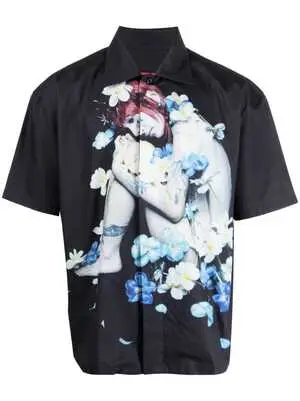 KUSIKOHC Photograph-print Short-sleeve Shirt - Black