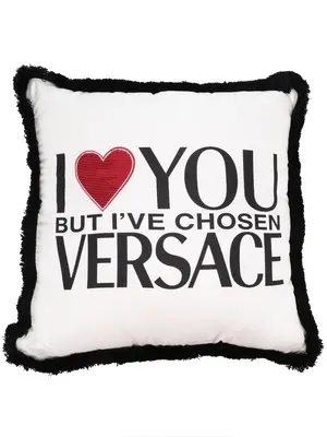 Versace I Love You But Print Cushion - White