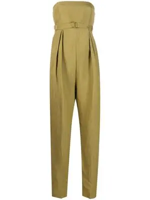 Alberta Ferretti Belted Strapless Jumpsuit - Green