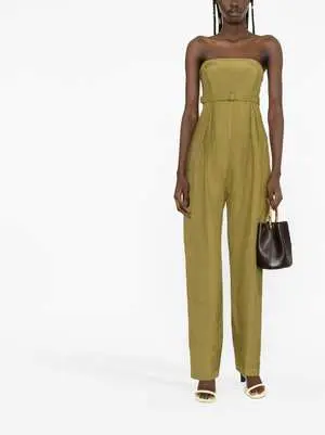 Alberta Ferretti Belted Strapless Jumpsuit