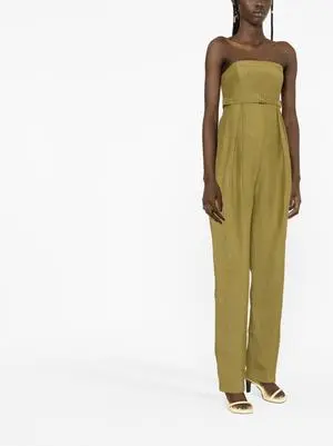 Alberta Ferretti Belted Strapless Jumpsuit