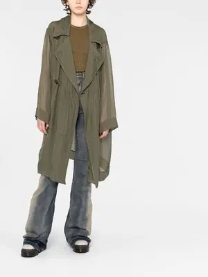 Rick Owens Sheer Silk Trench Coat