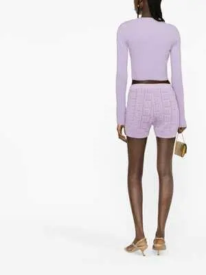 Balmain Monogram Knitted Shorts - Purple
