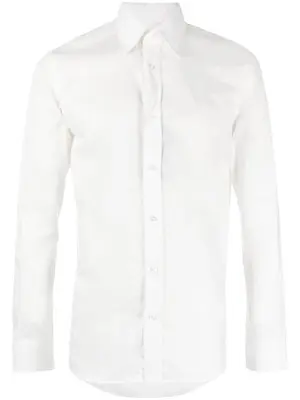 Ralph Lauren Purple Label Plain Long-sleeve Cotton Shirt - White