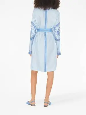 Burberry Monument-print Belted Silk Shirt Dress