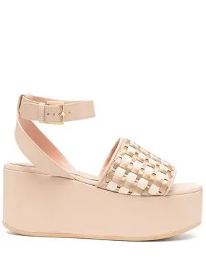 Alberta Ferretti Woven Wedge Platform Sandals - Neutrals