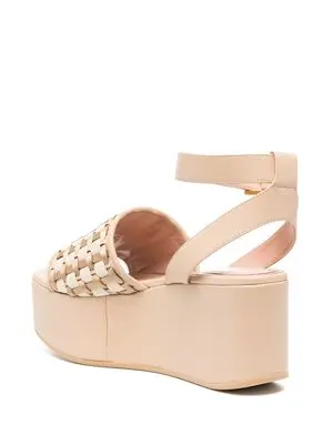 Alberta Ferretti Woven Wedge Platform Sandals