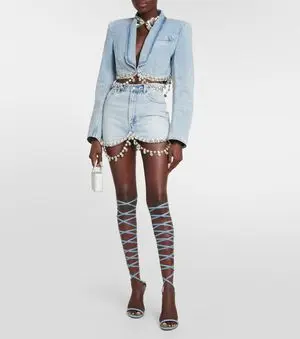 AREA X Sergio Rossi Marquise Denim Sandals