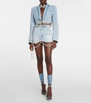 AREA X Sergio Rossi Marquise Denim Sandals