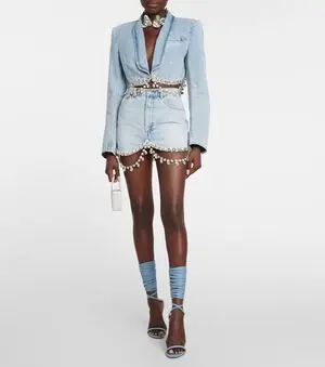 AREA X Sergio Rossi Marquise Denim Sandals