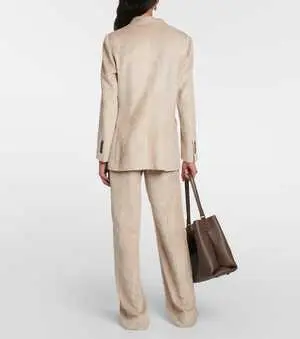 Brunello Cucinelli Double-breasted Corduroy Velvet Blazer