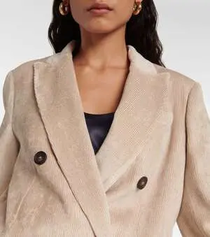 Brunello Cucinelli Double-breasted Corduroy Velvet Blazer