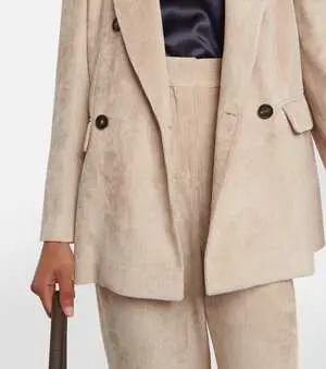 Brunello Cucinelli Double-breasted Corduroy Velvet Blazer
