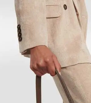 Brunello Cucinelli Double-breasted Corduroy Velvet Blazer