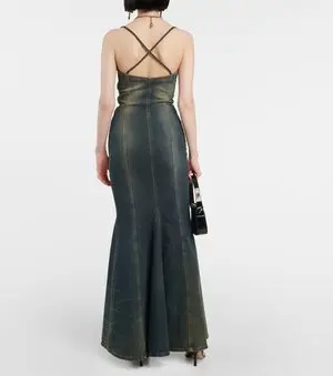 Blumarine Embellished Denim Gown