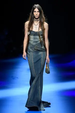 Blumarine Embellished Denim Gown