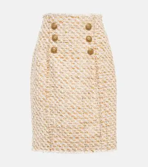 Balmain High-rise Tweed Miniskirt - Beige