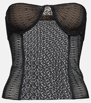 Khaite Lori Lace-knit Bustier - Black
