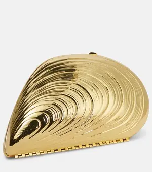 Simkhai Bridget Metal Shell Clutch - Gold