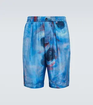 Marni Printed Silk Shorts - Blue