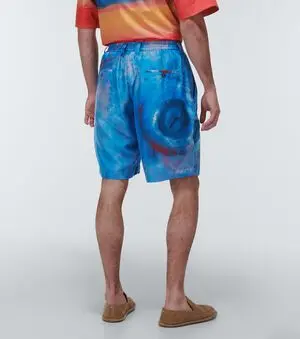 Marni Printed Silk Shorts - Blue
