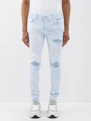 Amiri Amiri - Mx1 Mineral-wash Distressed Jeans - Mens - Light Blue - Light Blue
