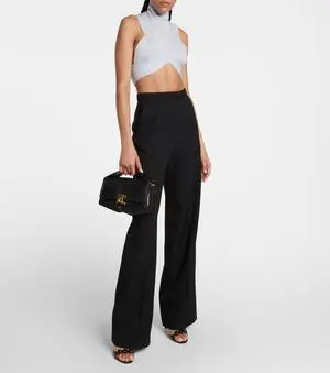 Alaïa Ribbed-knit Crop Top - Blue