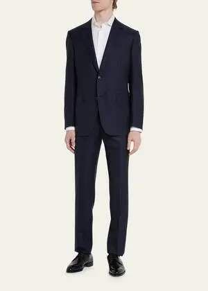 Zegna 15milmil15 Micro-check Wool Suit Nvy Sld