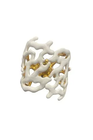 KENNETH JAY LANE White Enamel Branch Cuff - Coral