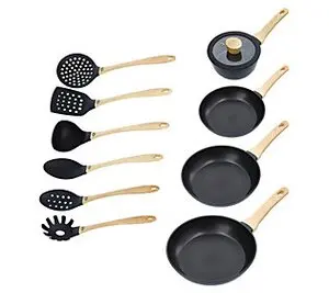 MASTERCHEF 4-piece Fry & Sauce Pan Set W/ 6-pie Ce Utensil Set - One-color