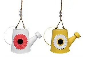 YOUNG'S INC. Young's Metal Garden Flower Birdhouse, Set Of 2 - One-color