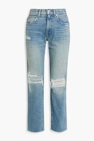 SLVRLAKE Hero Frayed High-rise Straight-leg Jeans - Mid Denim